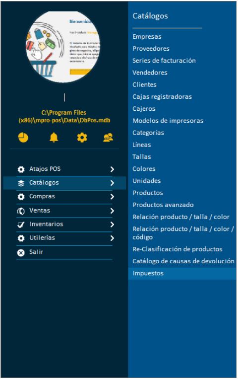 Catálogo de impuestos