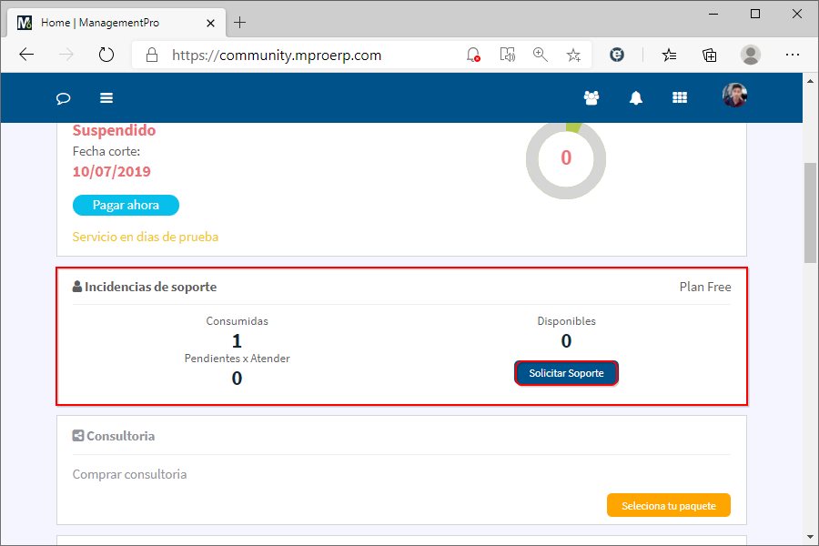 Community | Cómo solicitar soporte técnico de ManagementPro