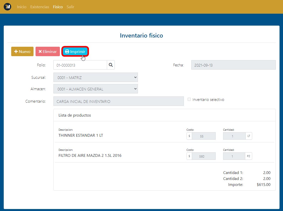Pocket | Inventario físico