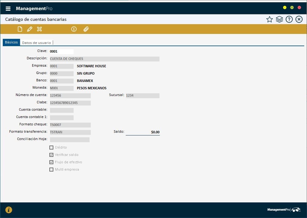 Catálogo de cuentas bancarias