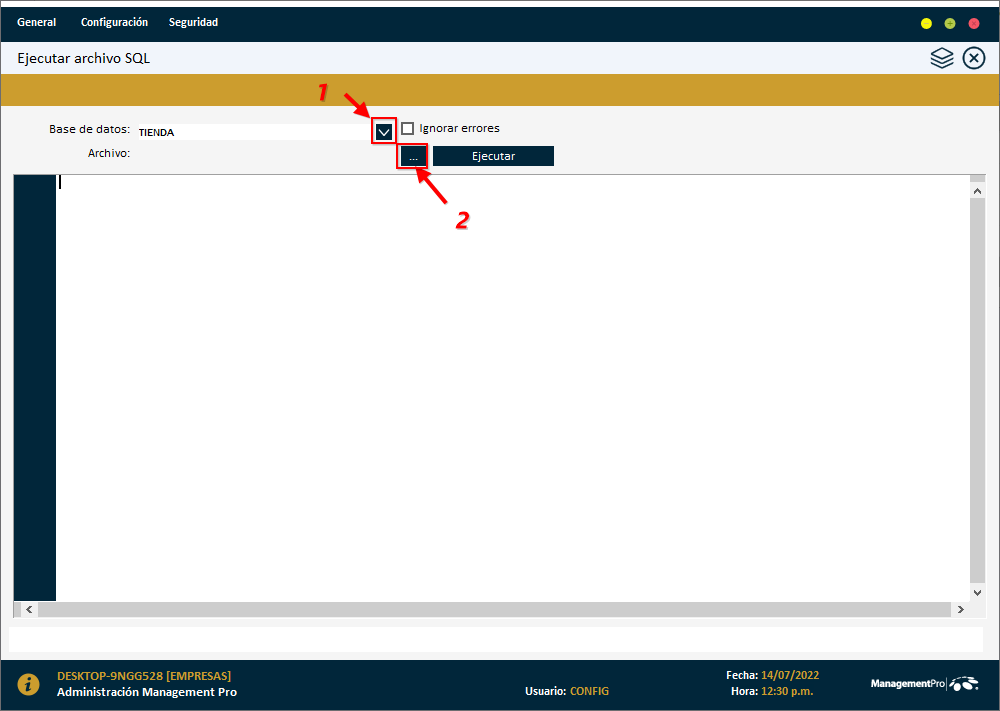 Manual para ejecutar archivo ACT_99.SQL