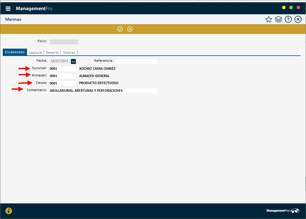 ERP | Como Capturar una Merma en ManagementPro V7.0
