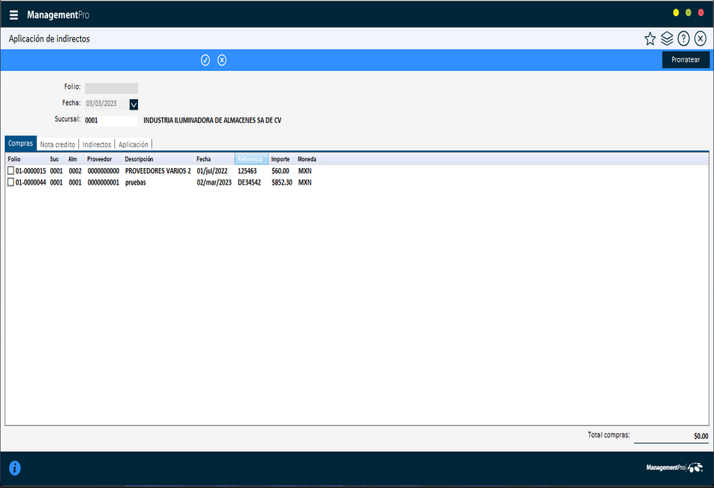 ERP | Cómo aplicar gastos indirectos a compras en ManagementPro