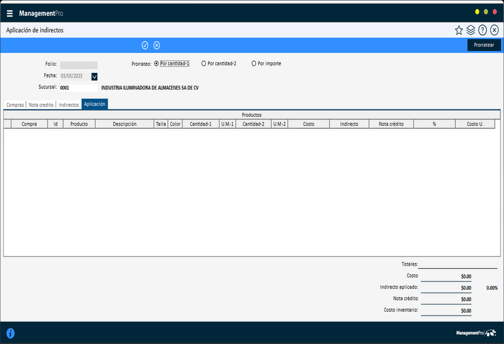 ERP | Cómo aplicar gastos indirectos a compras en ManagementPro