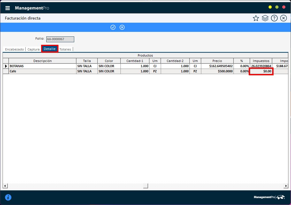 ERP| CFDI40171-El nodo concepto, no contiene el nodo hijo Impuestos.